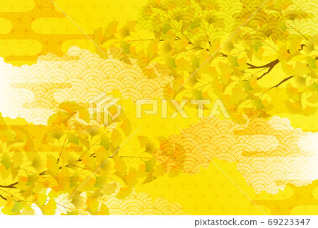 Ginkgo autumn Japanese pattern background - Stock Illustration ...