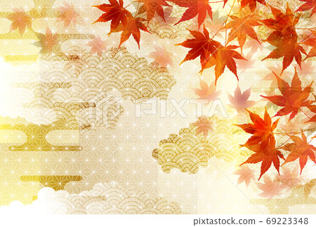 Autumn leaves Autumn Japanese pattern background - Stock Illustration ...