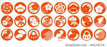 Japanese stamp style icon (red) - Stock Illustration [69229719] - PIXTA