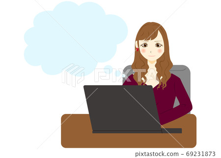 Personal computer female muffled speech bubble - Stock Illustration ...