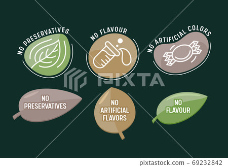 Set of Icons No Preservatives, Artificial... - Stock Illustration ...