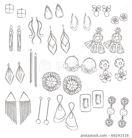 Various earrings and earrings No background No... - Stock Illustration ...