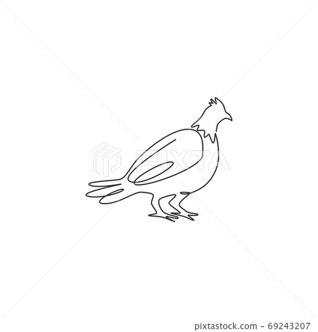 Single continuous line drawing of cute grouse... - Stock Illustration ...
