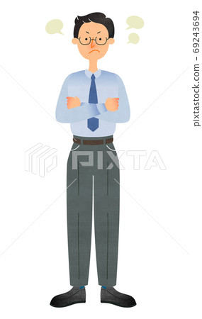 A man with glasses in a suit getting angry... - Stock Illustration ...