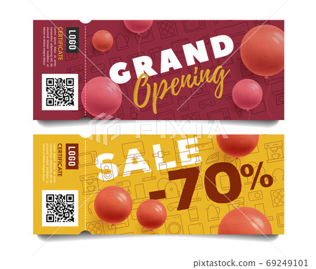 Set of admission tickets for grand opening... - Stock Illustration ...