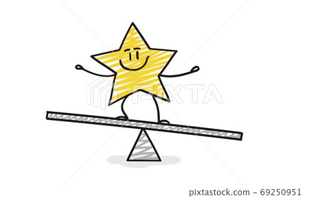 Funny star balancing on a swing. - Stock Illustration [69250951] - PIXTA