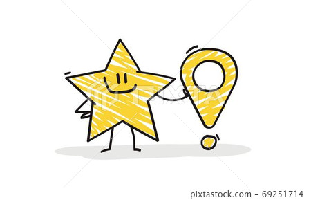 Funny star with location icon.-插圖素材 [69251714] - PIXTA圖庫