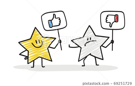 Funny stars with like and dislike signs. - Stock Illustration [69251729 ...
