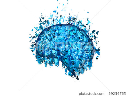 Abstract blue brain explodes - Stock Illustration [69254765] - PIXTA