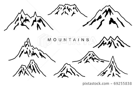 Hand drawn mountain shape illustration material - Stock Illustration ...