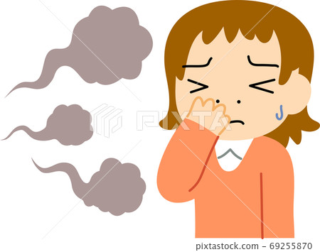 Smelly body odor unpleasant worried woman upper... - Stock Illustration ...