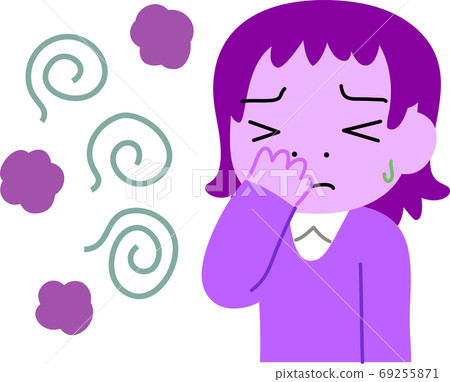 Smelly body odor unpleasant worried woman upper... - Stock Illustration ...
