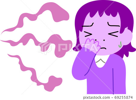 Smelly body odor unpleasant worried woman upper... - Stock Illustration ...