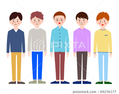 Male 5 person set whole body front - Stock Illustration [69256177] - PIXTA