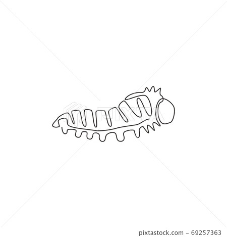 One continuous line drawing of cute caterpillar... - Stock Illustration ...