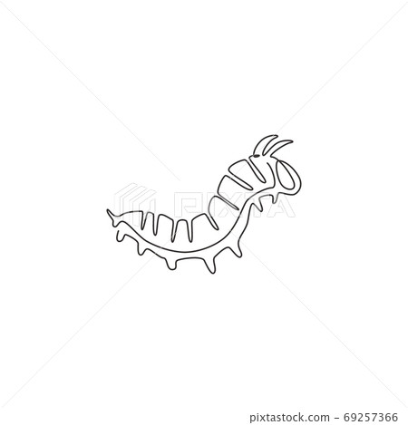 Single one line drawing of beauty caterpillar... - Stock Illustration ...