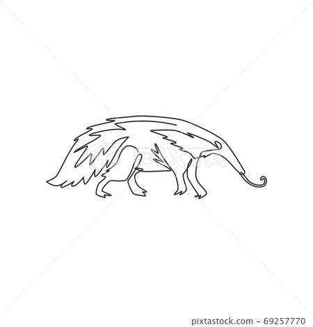 One single line drawing of big anteater for... - Stock Illustration ...