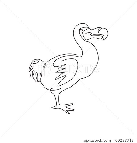 One continuous line drawing of cute funny dodo... - Stock Illustration ...