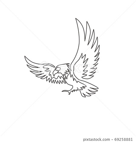 One single line drawing of strong eagle bird... - Stock Illustration ...