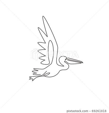 One continuous line drawing of cute pelican for... - Stock Illustration ...