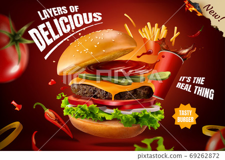 Homemade burger ad - Stock Illustration [69262872] - PIXTA