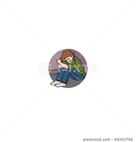 A withdrawn boy - Stock Illustration [69263788] - PIXTA