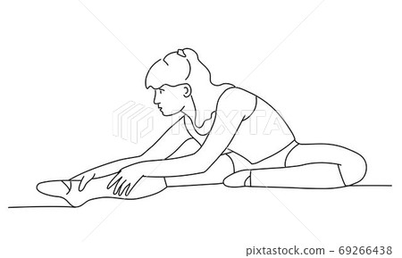 Girl doing stretching exercises.-插圖素材 [69266438] - PIXTA圖庫