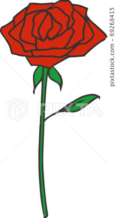 Illustration of a cute single rose - Stock Illustration [69268415] - PIXTA