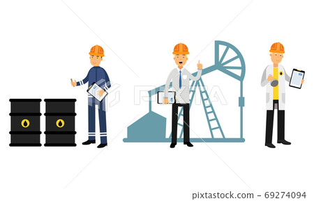 Male Character Working in Petroleum Industry... - Stock Illustration ...