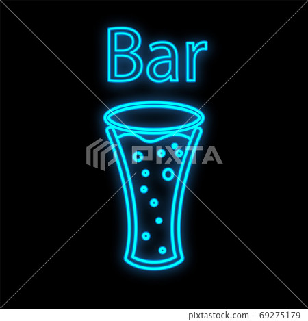 Bright luminous blue neon sign for cafe bar - Stock Illustration ...