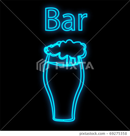 Bright luminous blue neon sign for cafe - Stock Illustration [69275358 ...