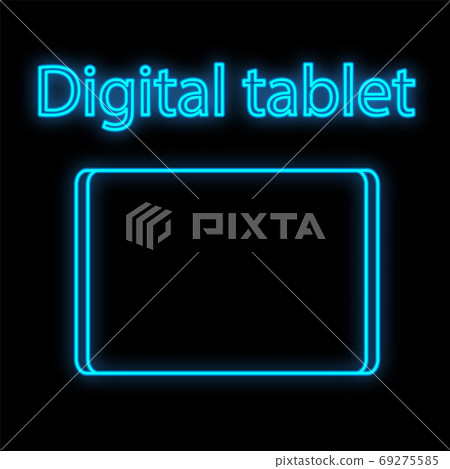 Bright luminous blue digital neon sign for shop - Stock Illustration ...