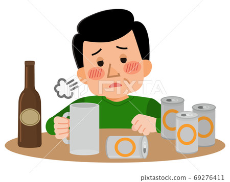 Illustration of a man who regrets drinking... - Stock Illustration ...