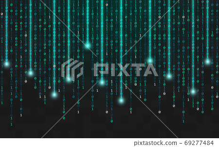 Binary background. Running bright code with...-插圖素材 [69277484] - PIXTA圖庫