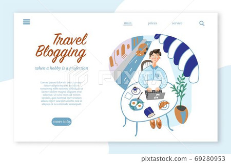 Professional travel blogging vector landing page - Stock Illustration ...