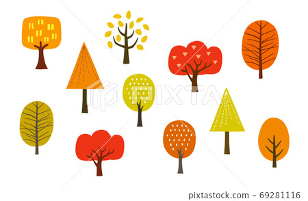Autumn leaves tree icon set - Stock Illustration [69281116] - PIXTA