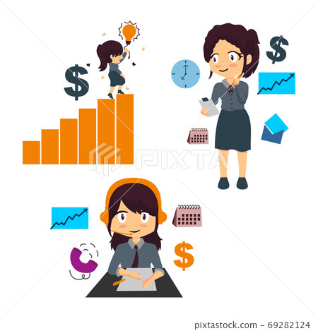 Very busy business woman Vector character... - Stock Illustration ...