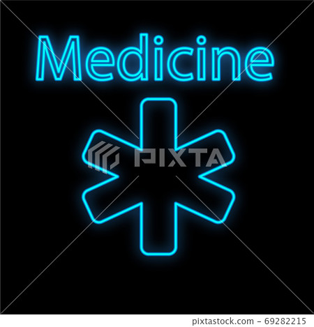 Bright luminous blue medical digital neon sign - Stock Illustration ...