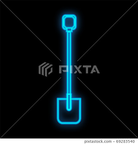 Bright luminous blue industrial digital neon sign - Stock Illustration ...