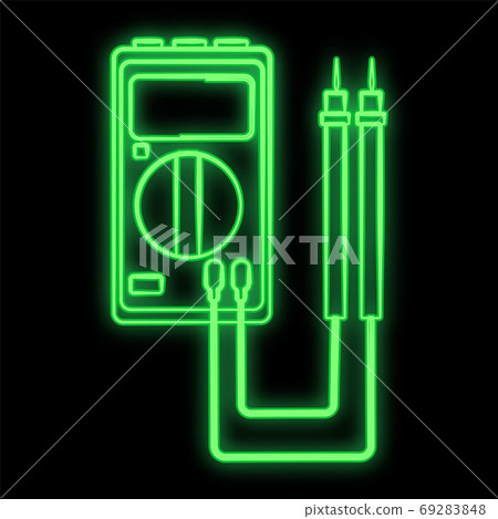 Bright luminous green industrial digital neon sign - Stock Illustration ...