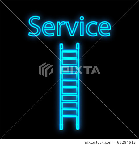Bright luminous blue industrial digital neon sign - Stock Illustration ...