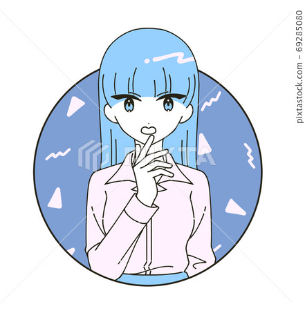 Blue girl surprised icon - Stock Illustration [69285080] - PIXTA