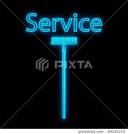 Bright luminous blue industrial digital neon sign - Stock Illustration ...