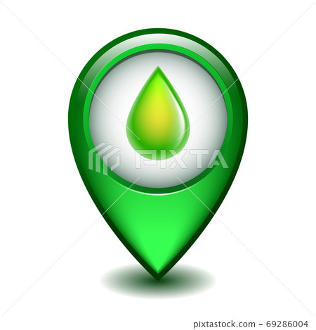 Green Glossy Style Map Pointer With Green fuel... - Stock Illustration ...