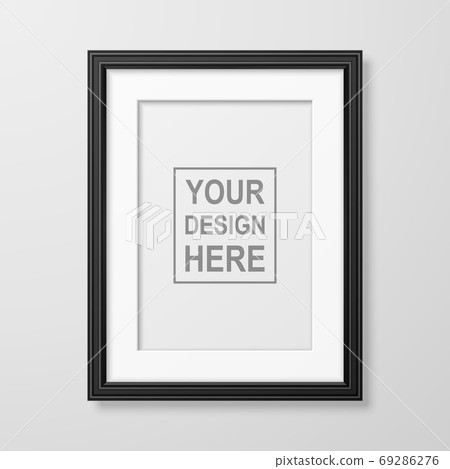 Vector 3d Realistic A4 Black Wooden Simple... - Stock Illustration ...