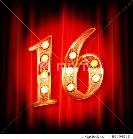 Gold numbers 16. Greeting card - Stock Illustration [69294958] - PIXTA