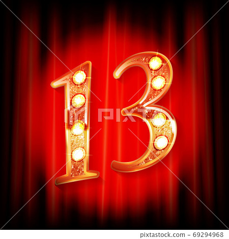 Gold numbers 13. Greeting card - Stock Illustration [69294968] - PIXTA