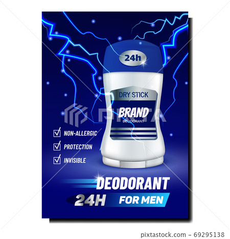 Dry Stick Deodorant For Men Promo Poster Vector - Stock Illustration ...