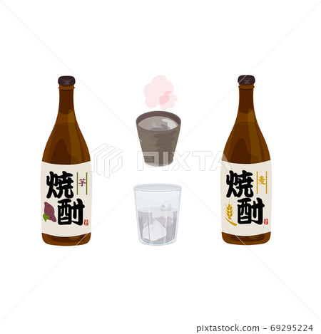Illustration of potato shochu, barley shochu,... - Stock Illustration ...