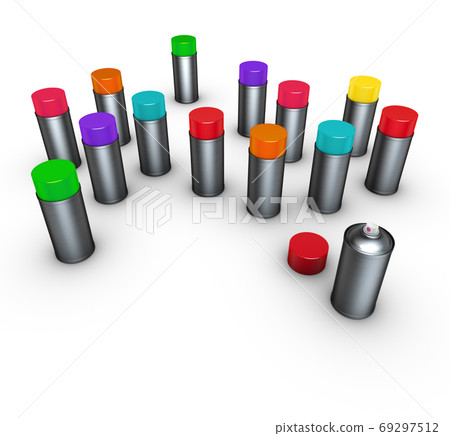 group of spray-cans in different colors on white - Stock Illustration ...